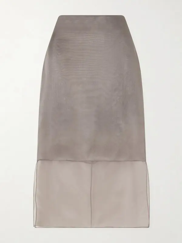 Brandon Maxwell The Brett Silk-organza Midi Skirt - Gray