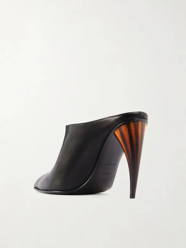 Alexander McQueen Leather Mules With Sculptural Tortoiseshell Heels - Black