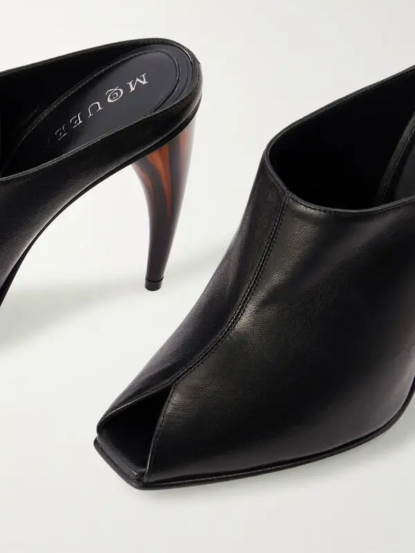 Alexander McQueen Leather Mules With Sculptural Tortoiseshell Heels - Black