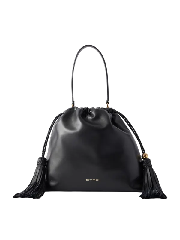 Etro Kalispera Tasseled Leather Shoulder Bag - Black
