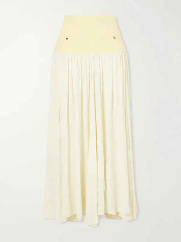 Rabanne Cotton And Crepe Maxi Skirt - Yellow