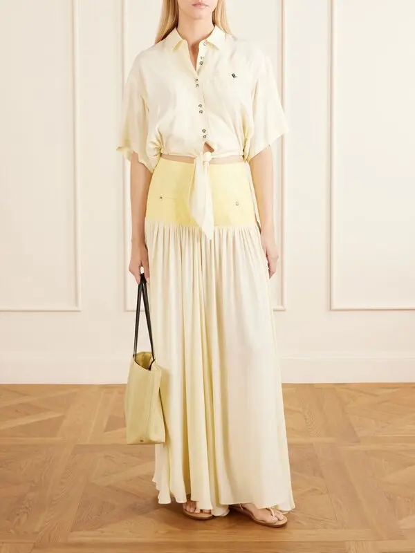 Rabanne Cotton And Crepe Maxi Skirt