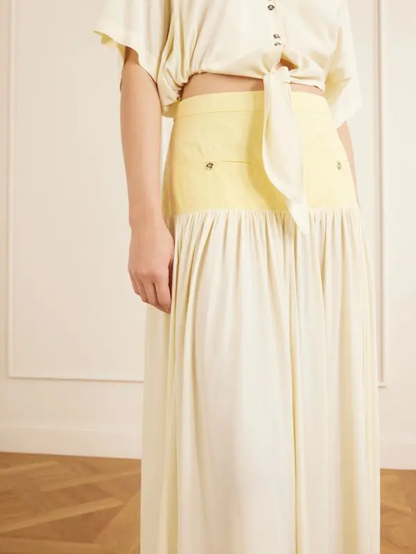 Rabanne Cotton And Crepe Maxi Skirt