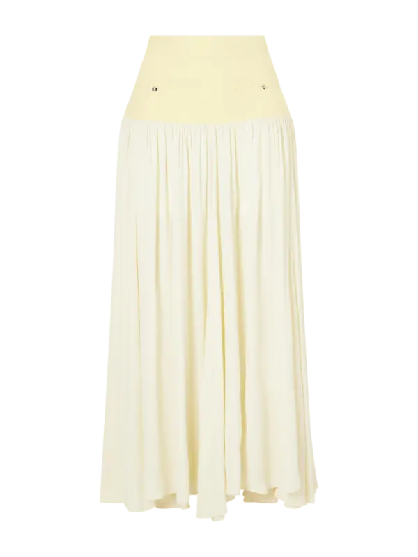 Rabanne Cotton And Crepe Maxi Skirt - Yellow