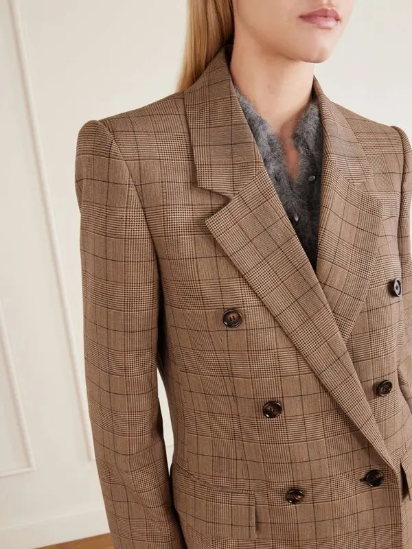 Chloé Double-breasted Checked Wool Blazer