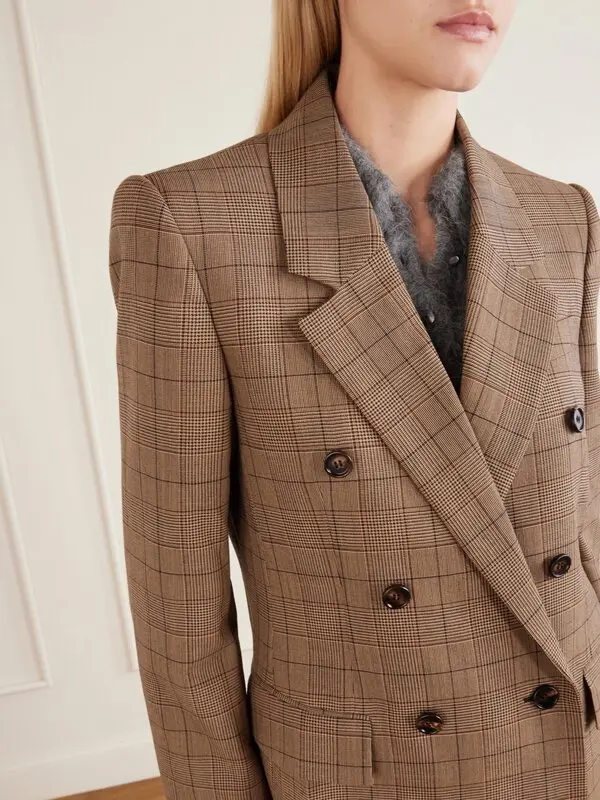 Chloé Double-breasted Checked Wool Blazer
