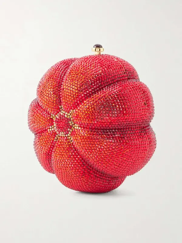 Judith Leiber Tomato Crystal-embellished Gold-tone Clutch