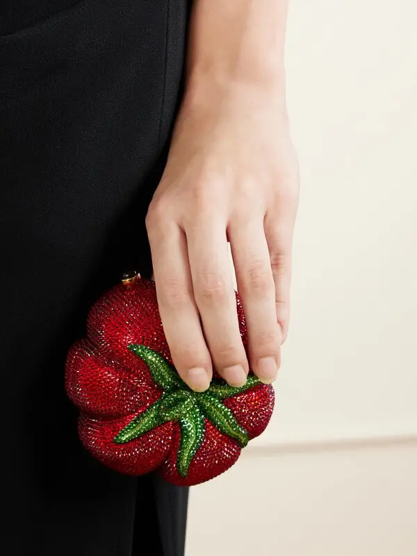 Judith Leiber Crystal Embellished Tomato Clutch - Red