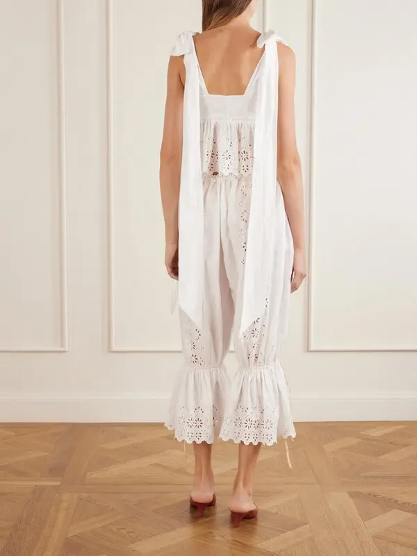 Chloé Cropped Bow-detailed Broderie Anglaise Cotton Top - White