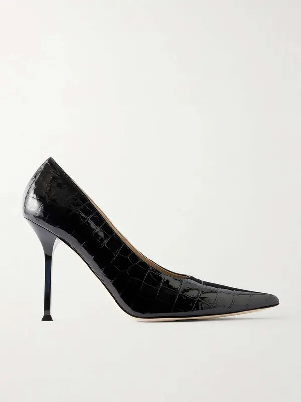 CHRISTEN Helix 95 Croc-effect Patent Leather Pumps