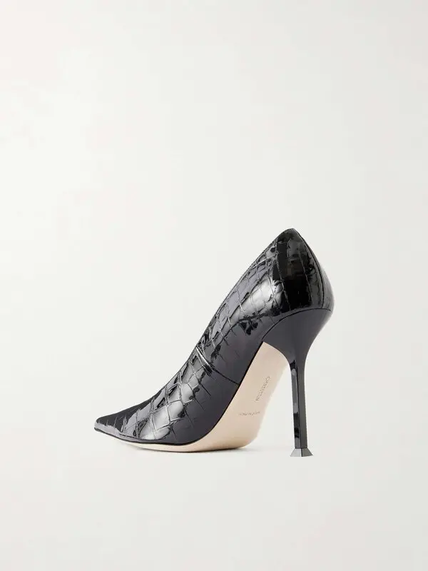 CHRISTEN Helix 95 Croc-effect Patent Leather Pumps