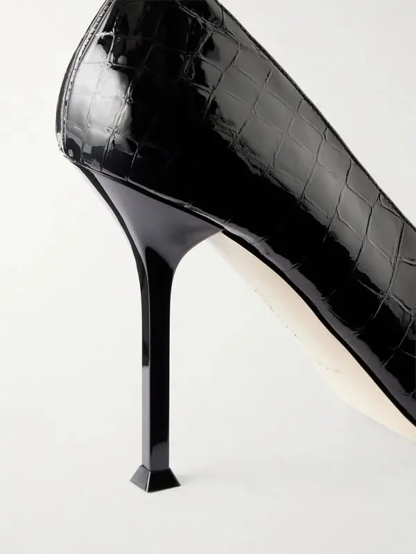 CHRISTEN Helix 95 Croc-effect Patent Leather Pumps - Black