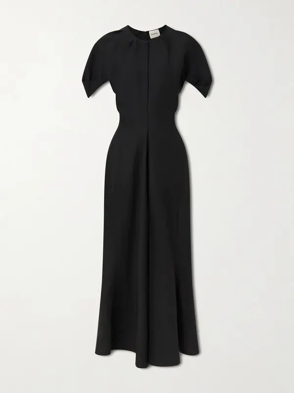 Khaite Ria Woven Midi Dress - Black
