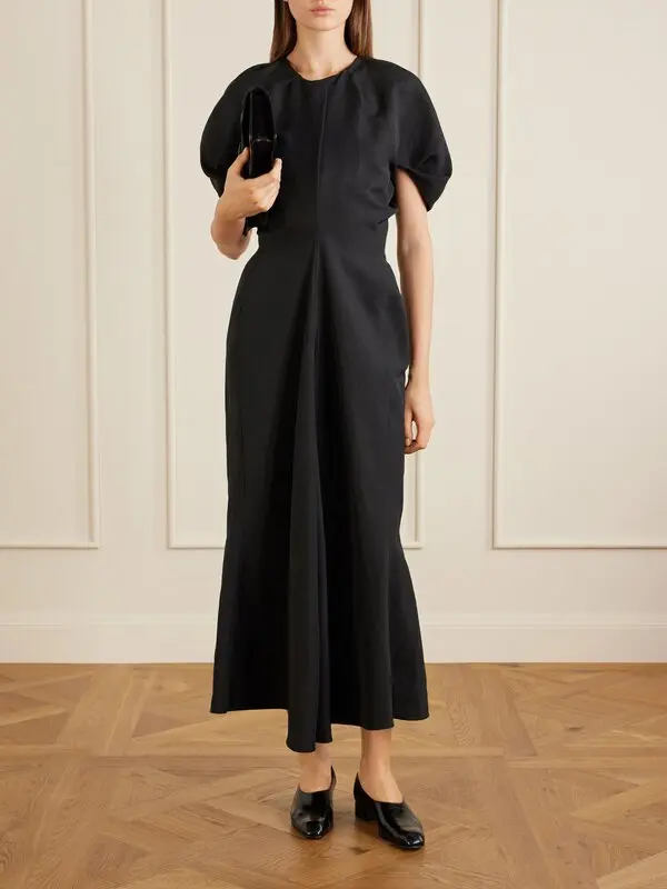 Khaite Ria Woven Midi Dress - Black