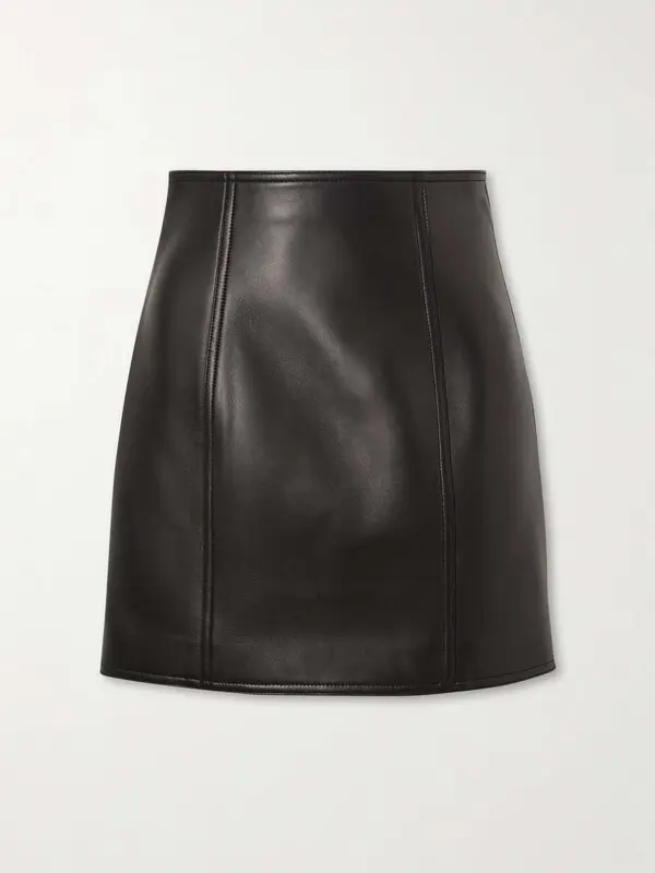 Balmain Paneled Leather Mini Skirt
