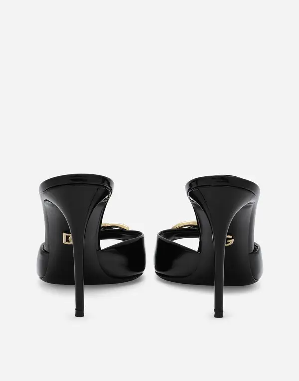 Dolce & Gabbana Patent Leather Mules With Dg Logo