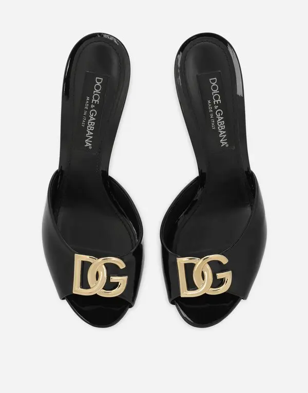 Dolce & Gabbana Patent Leather Mules With Dg Logo