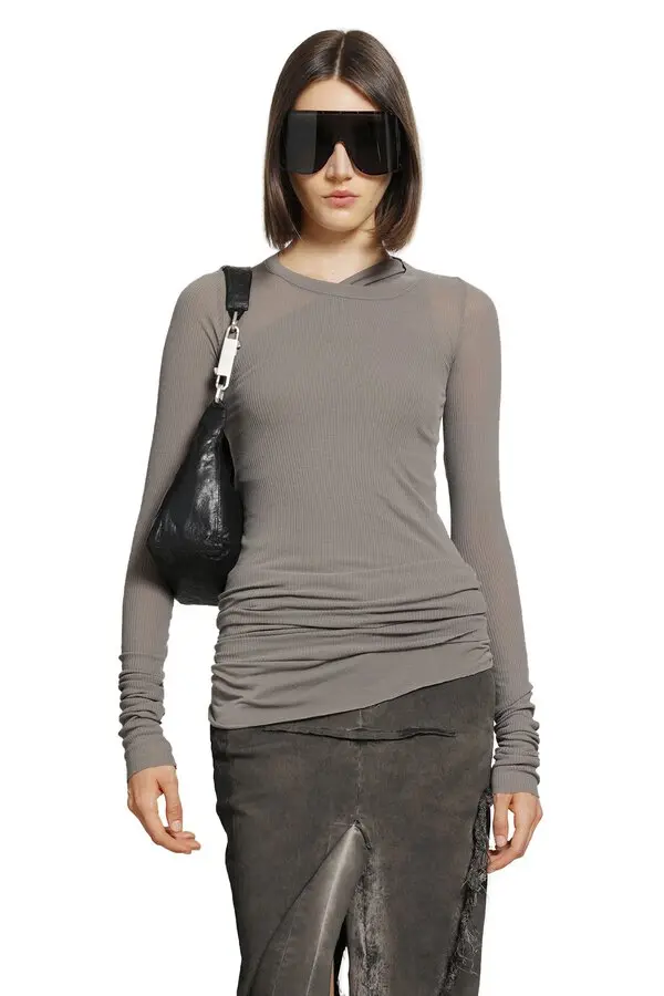 Rick Owens Tower Rib Ls T - Grey