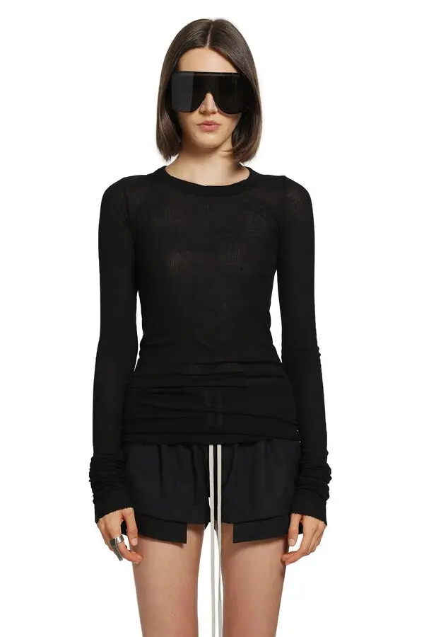 Rick Owens Tower Rib Ls T - Black