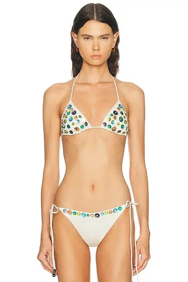 SIEDRES Juniper Embellished Bikini Top - Ecru