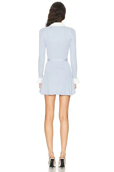SELF-PORTRAIT Ribbed Knit Mini Dress With Button Front And Belt