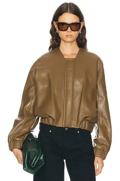 Khaite Cordan Leather Jacket - Dark Olive