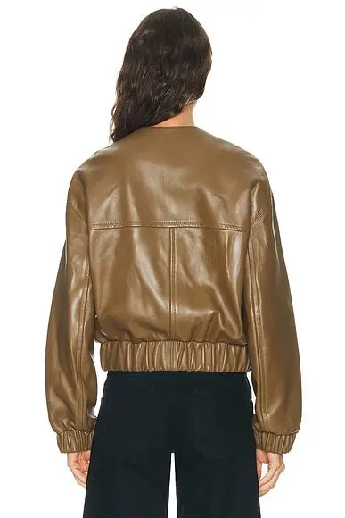 Khaite Cordan Leather Jacket - Dark Olive