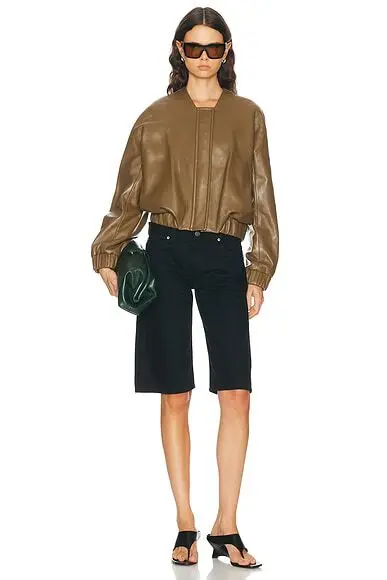 Khaite Cordan Leather Jacket - Dark Olive