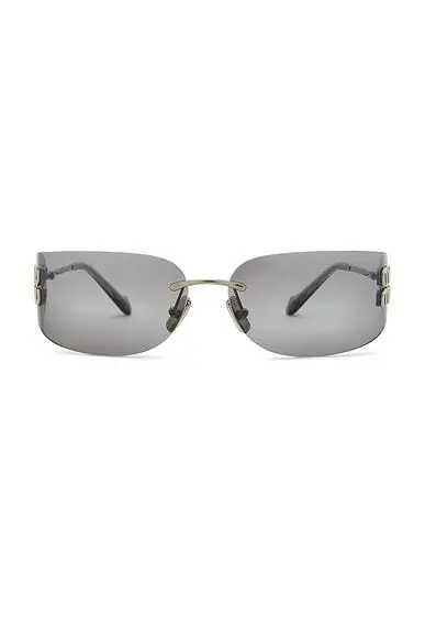 Miu Miu Rectangle Fashion Show Sunglasses - Silver Mirror