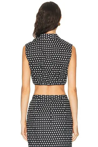 FRAME Polka Dot Sleeveless Blouse - Black Multi
