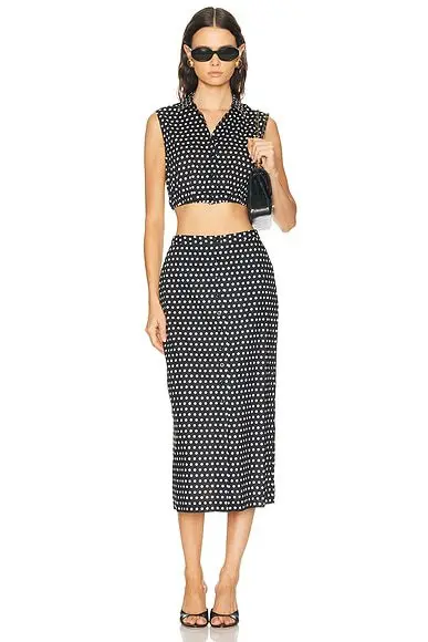 FRAME Polka Dot Sleeveless Blouse - Black Multi