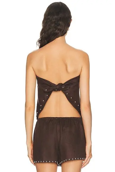 Staud Sonya Linen Top With Stud Embellishments