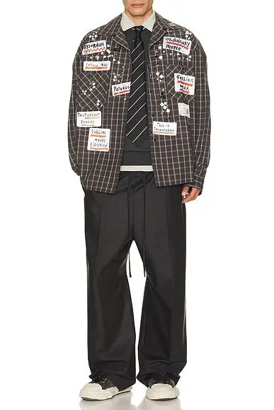 Mihara Yasuhiro Longsleeve Check Shirt With Sticker