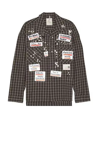 Mihara Yasuhiro Longsleeve Check Shirt With Sticker
