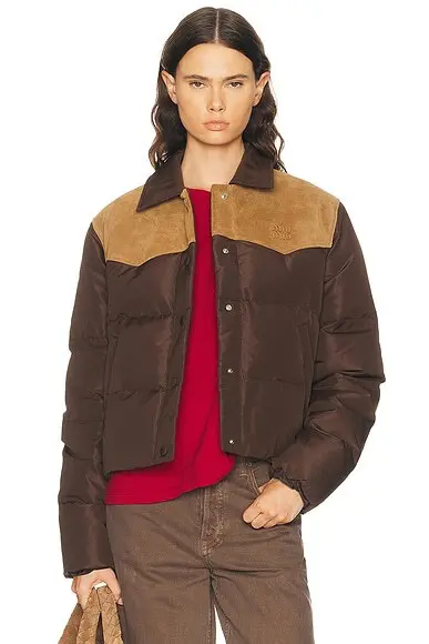 Miu Miu Tela Tec Piumino Pelle Jacket