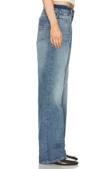 Miu Miu Wide Leg Jeans In Rigid Denim