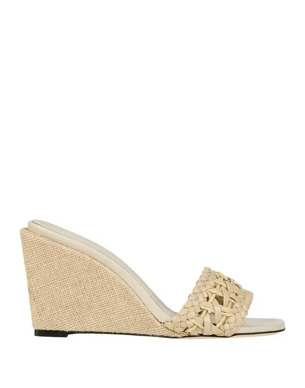 SERENA UZIYEL Leather Wedge Sandals - Beige