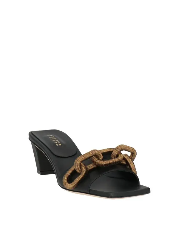 SERENA UZIYEL Embellished Leather Slide Sandals