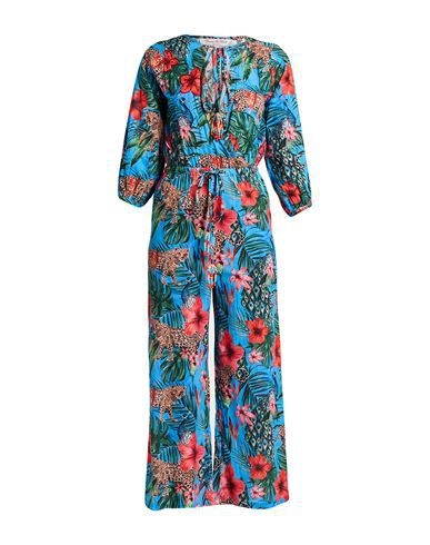 CONNOR & BLAKE Floral Print Cotton Jumpsuit - Azure