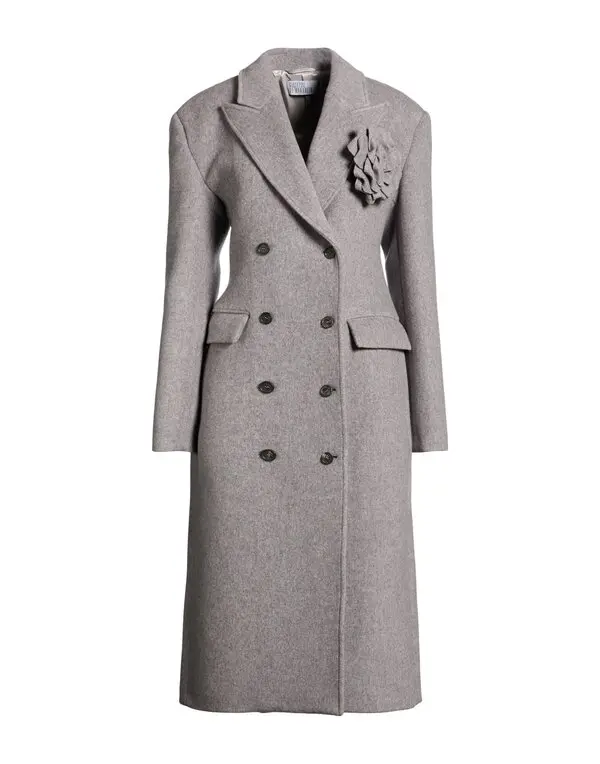 Giuseppe Di Morabito Double-breasted Wool Blend Coat With Brooch Detail - Grey