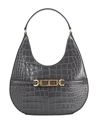 TOM FORD Calfskin Croc-effect Hobo Bag - Grey
