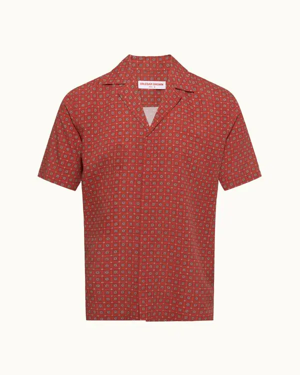 Orlebar Brown Relaxed Fit Short Sleeve Resort Shirt In Summer - Red