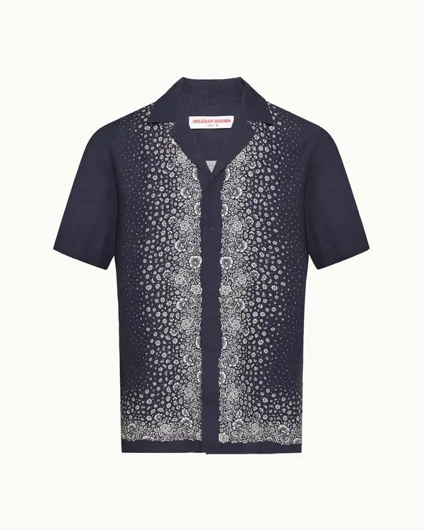 Orlebar Brown Reaxed Fit Inen Capri Coar Shirt In Night Iris - Blue
