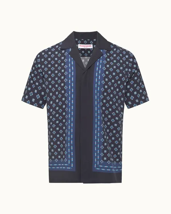 Orlebar Brown Relaxed Fit Short Sleeve Resort Shirt In Night Iris - Blue