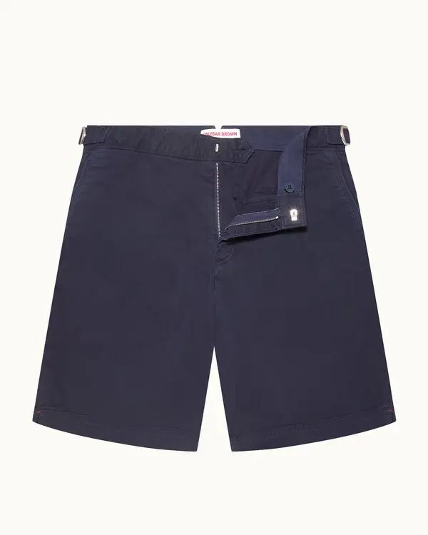 Orlebar Brown Longer-length Stretch Linen Shorts In Dark Navy