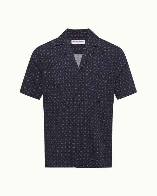 Orlebar Brown Relaxed Fit Short Sleeve Resort Shirt In Night Iris - Blue