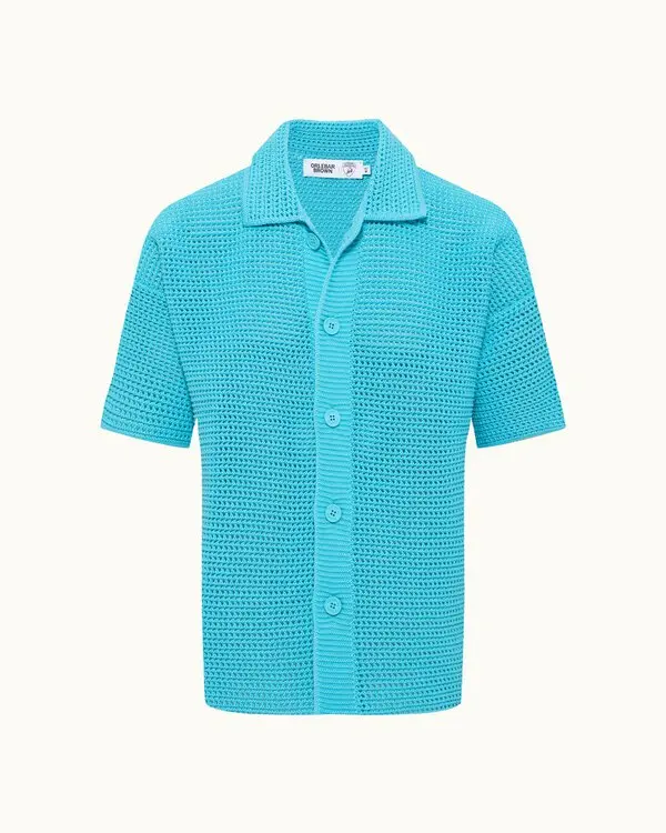 Orlebar Brown Automobili Lamborghini Organic Cotton Crochet Shirt - Synth Blue