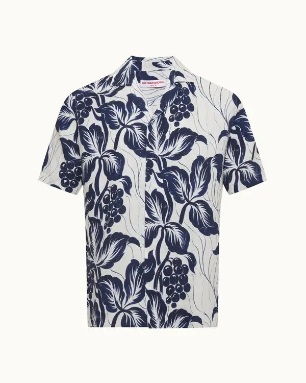 Orlebar Brown Relaxed Fit Short Sleeve Resort Shirt In Night Iris - Blue