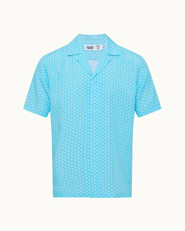 Orlebar Brown Automobili Lamborghini Relaxed Fit Capri Collar Linen Shirt - Synth Blue