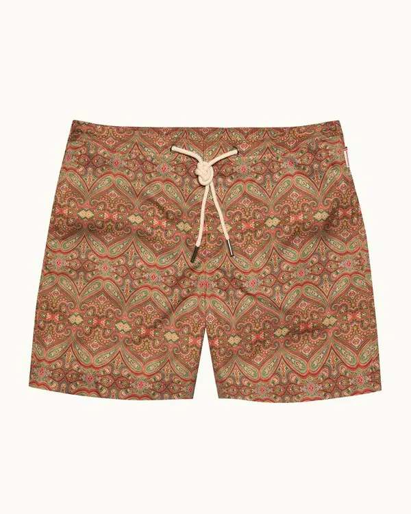Orlebar Brown Mid-length Swim Shorts With Exclusive Carnival Print - Red